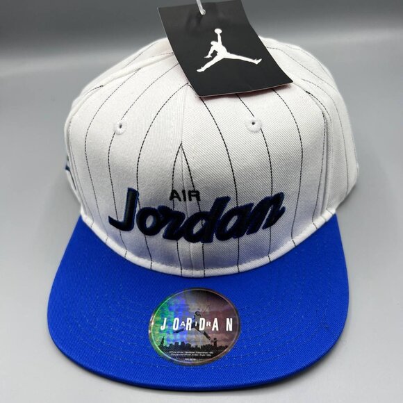 Jordan | Accessories | Air Jordan Hat Men White Blue Pinstripes Jumpman ...